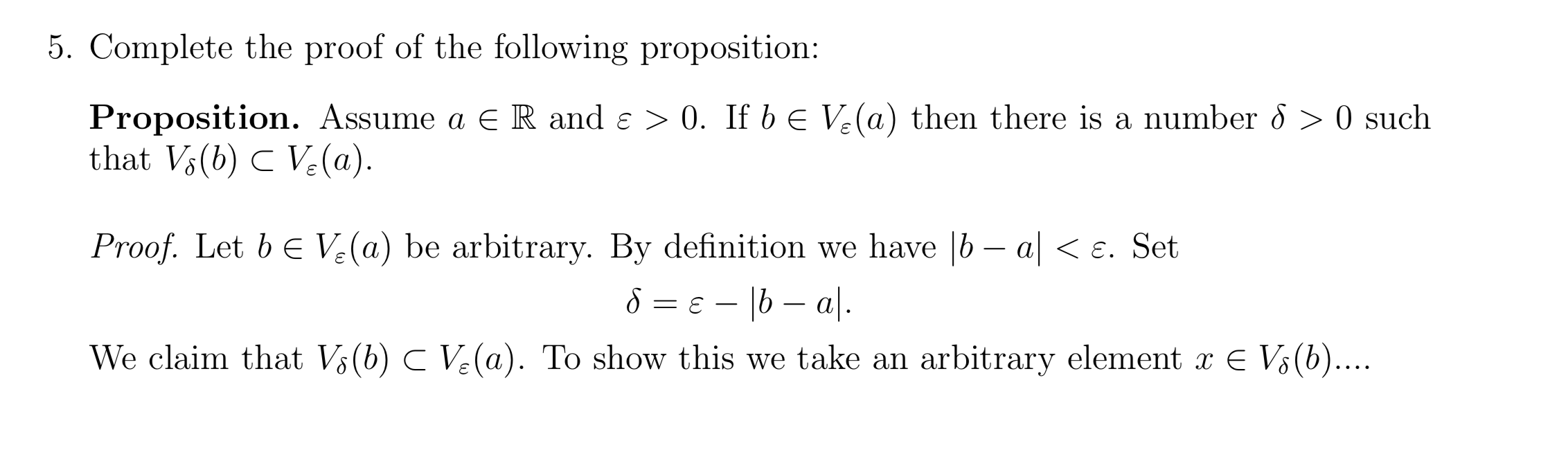 Solved 5. Complete the proof of the following proposition: | Chegg.com