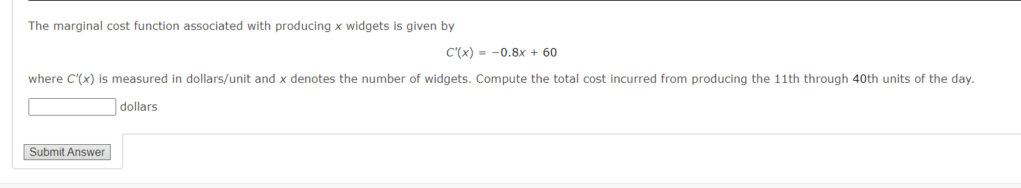 Solved The marginal cost function associated with producing | Chegg.com