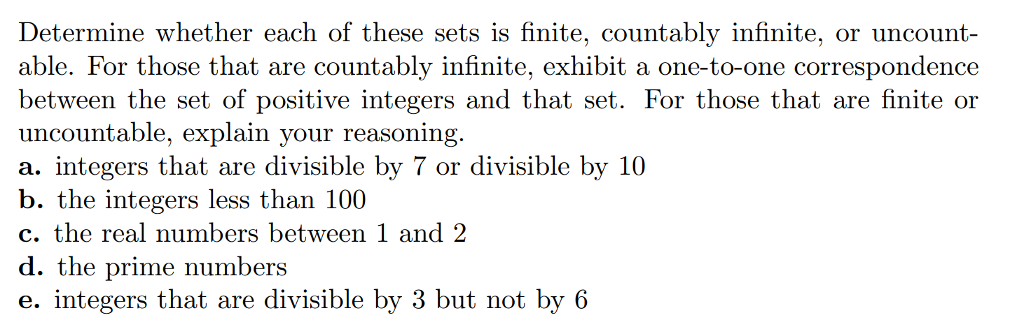 Solved Determine whether each of these sets is finite, | Chegg.com