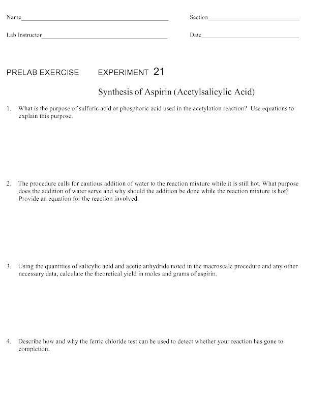Solved Scction Lab Instructor Date PRELAB EXERCISE | Chegg.com