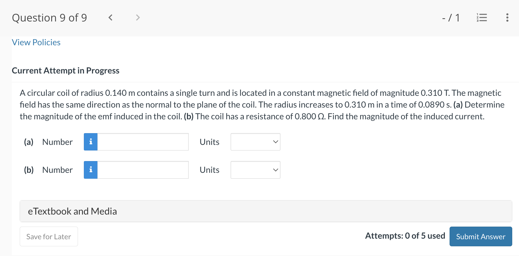 Solved Current Attempt in ProgressA circular coil of radius | Chegg.com