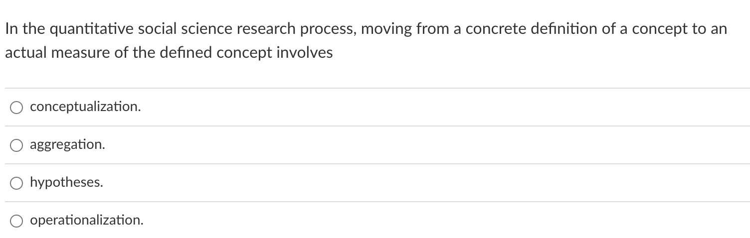 Solved In the quantitative social science research process, | Chegg.com