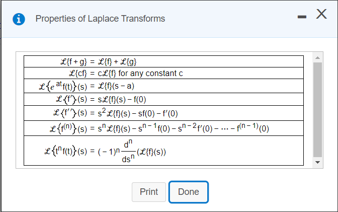 Solved Use the accompanying tables of Laplace transforms and | Chegg.com