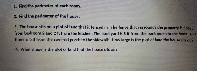 Solved Perimeter of a House Below is a map of a house called | Chegg.com