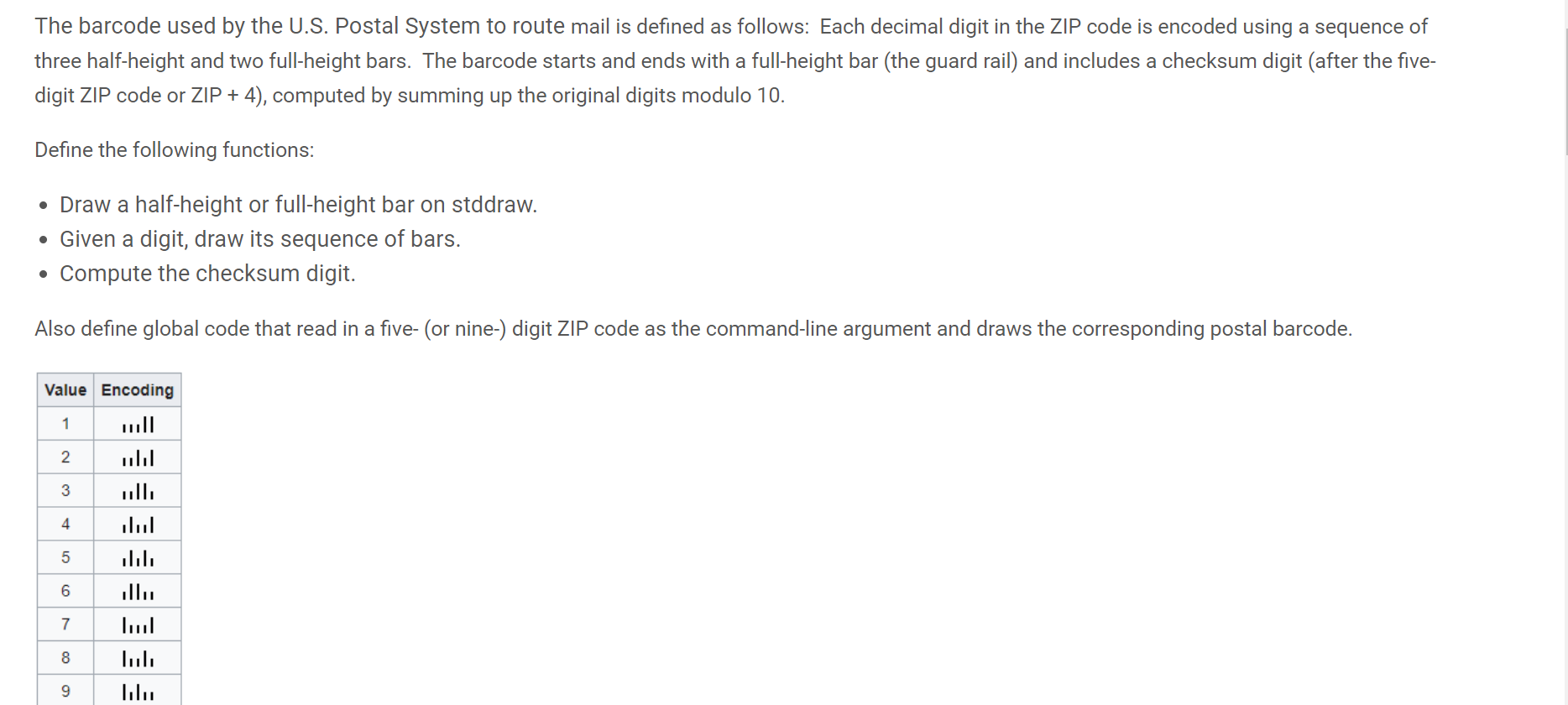 Solved The barcode used by the U.S. Postal System to route | Chegg.com