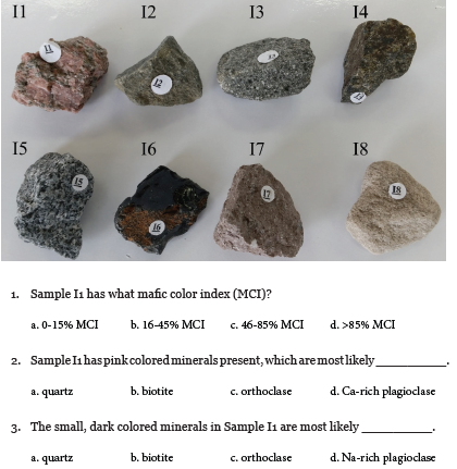 Solved 1. Sample I1 has what mafic color index (MCI)? a. | Chegg.com