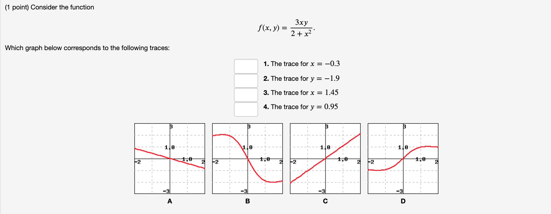 Solved (1 point) Consider the function f(x, y) 3xy 2 + x2 | Chegg.com