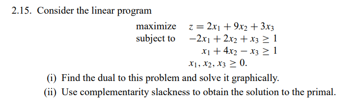 Solved 2.15. Consider the linear program maximize subject to | Chegg.com