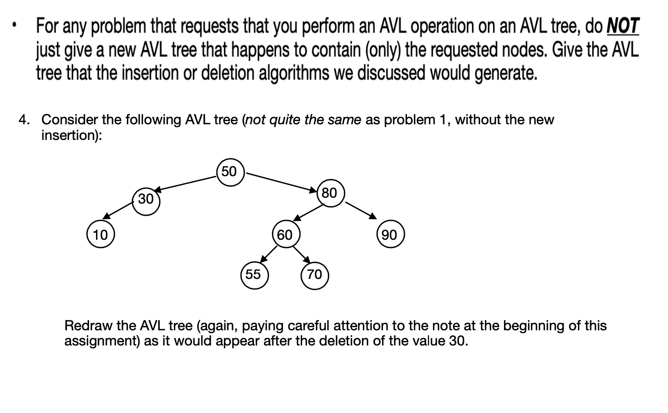 Solved For any problem that requests that you perform an AVL | Chegg.com