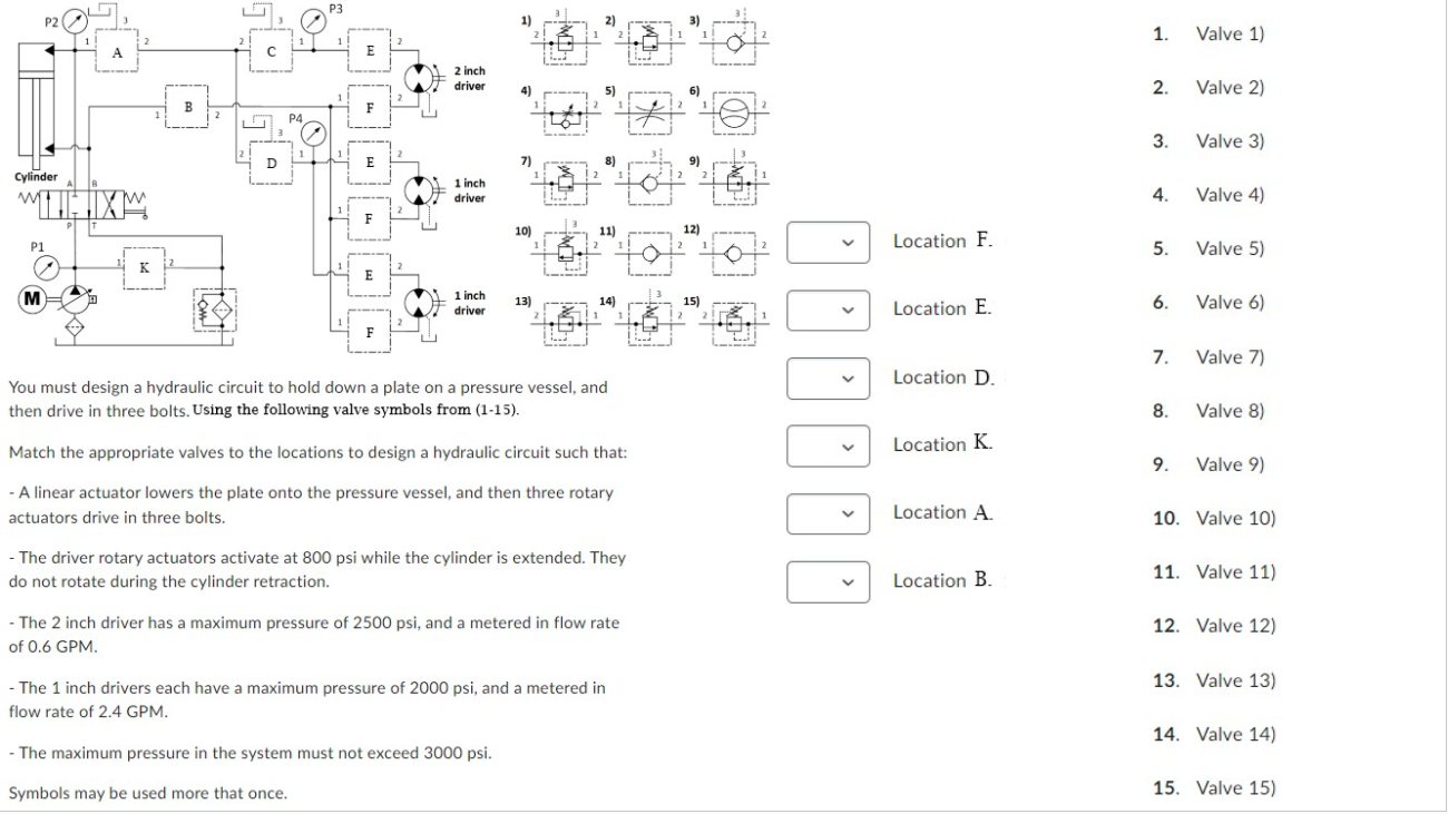 Solved You must design a hydraulic circuit to hold down a | Chegg.com