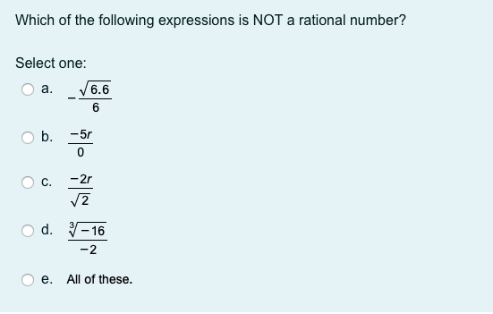 Solved Which of the following expressions is NOT a rational | Chegg.com