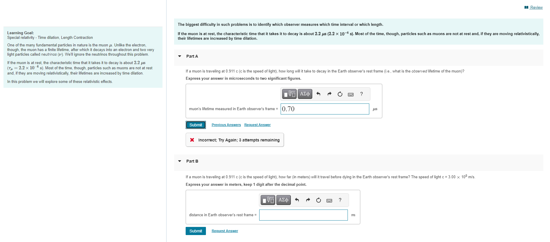 Solved Learning Goal: Special relativity - Time dilation, | Chegg.com