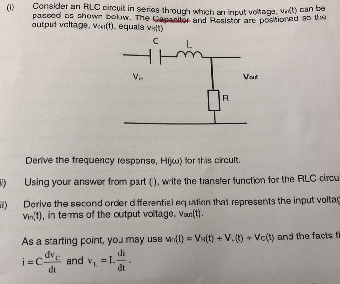 Solved Consider an RLC circuit in series through which an | Chegg.com