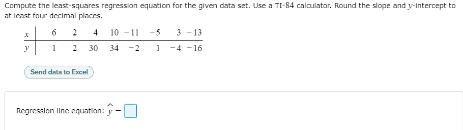 Solved Compute the least-squares regression equation for the | Chegg.com