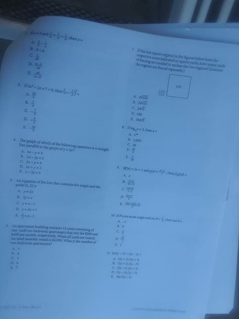 Solved Elementary Algebra Sample Questions Algebra | Chegg.com