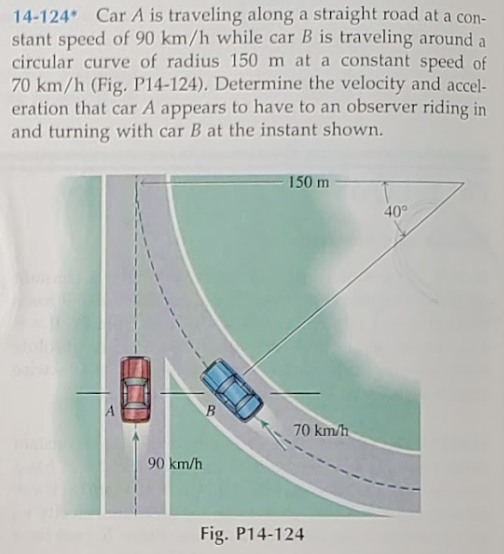 Solved 14-124* Car A is traveling along a straight road at a | Chegg.com