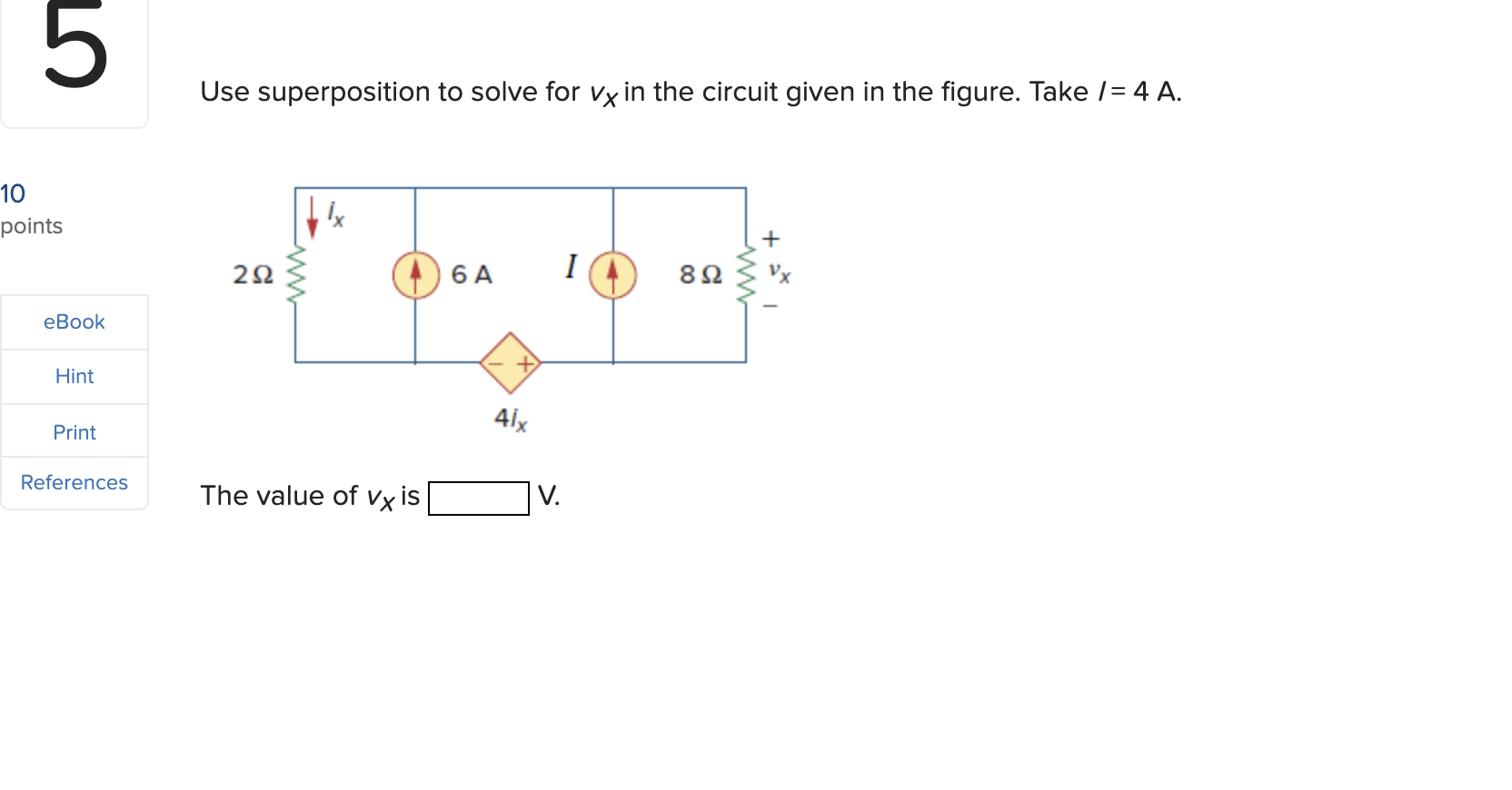 Solved Use superposition to solve for vx in the circuit | Chegg.com