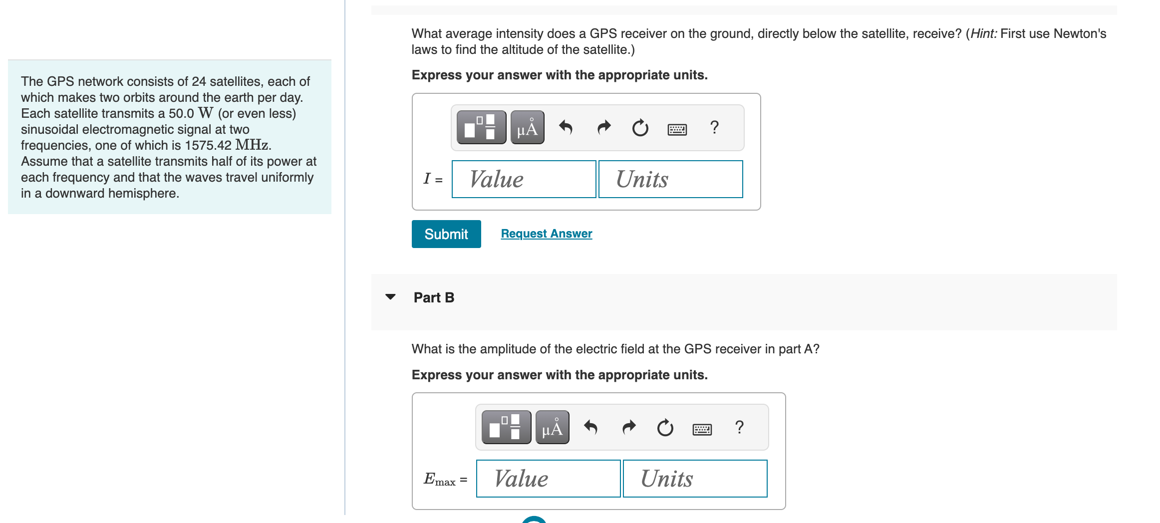 Solved If the receiver is a square panel 1.00 cm on a side | Chegg.com