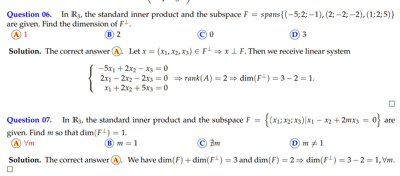 Solved Question 06. In R3, the standard inner product and | Chegg.com