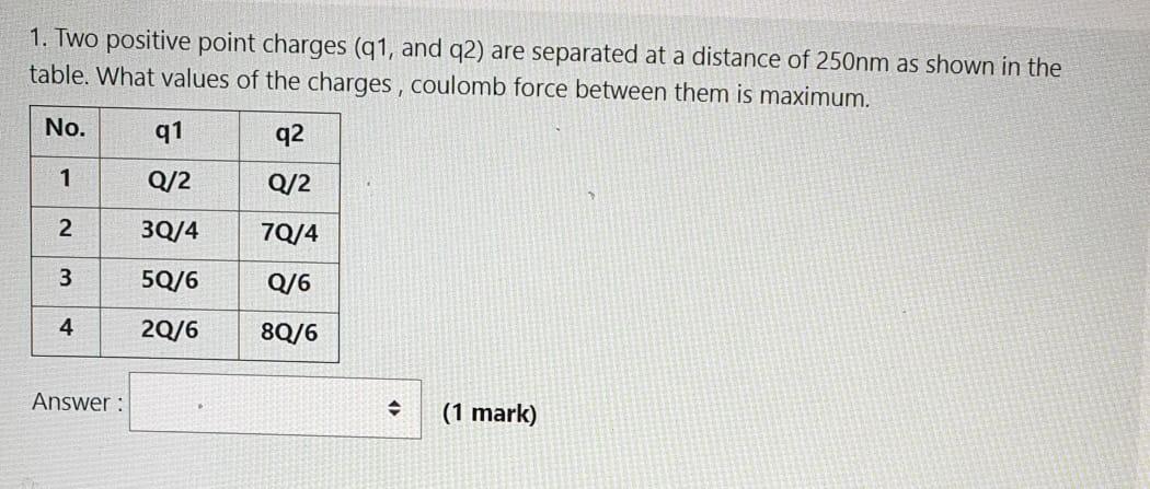 Solved 1. Two positive point charges (91, and q2) are | Chegg.com