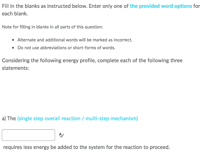 Solved Fill in the blanks as instructed below. Enter only | Chegg.com
