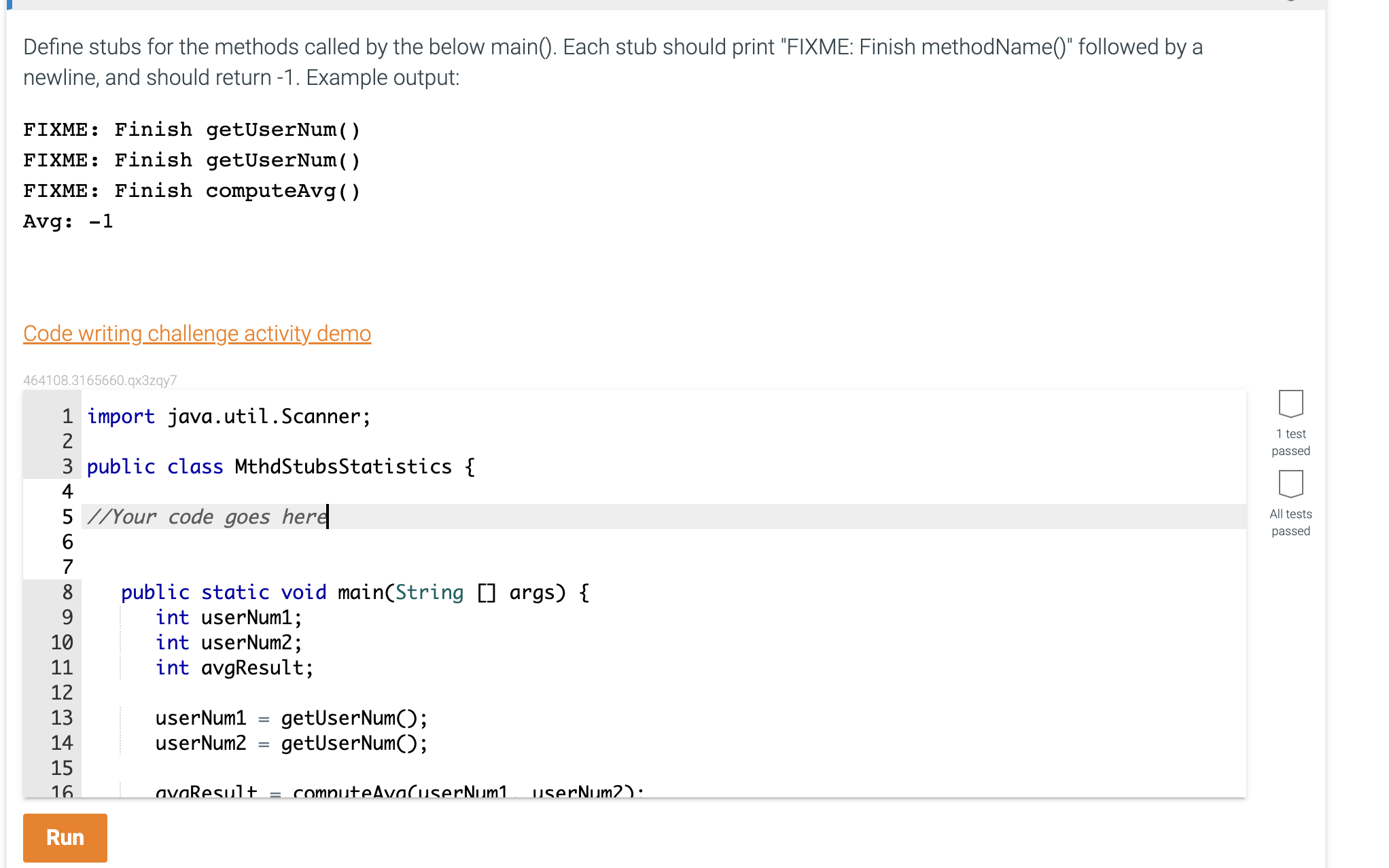 Solved Define stubs for the methods called by the below | Chegg.com