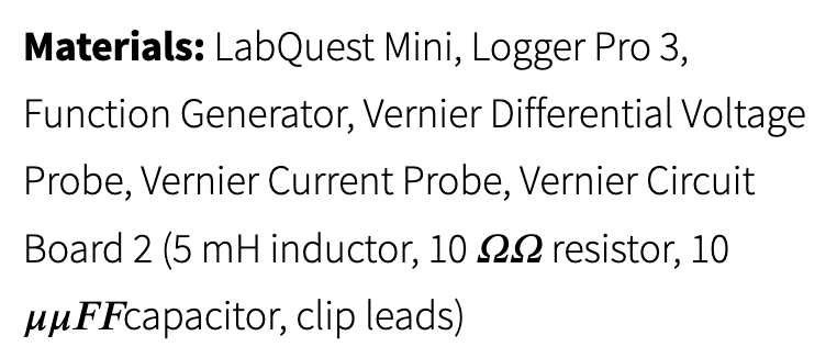 Solved Physics - RLC Circuit Lab (a) (b) Materials | Chegg.com