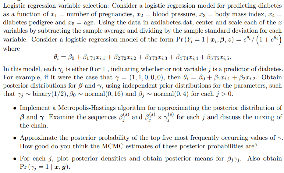 Solved Logistic regression variable selection: Consider a | Chegg.com