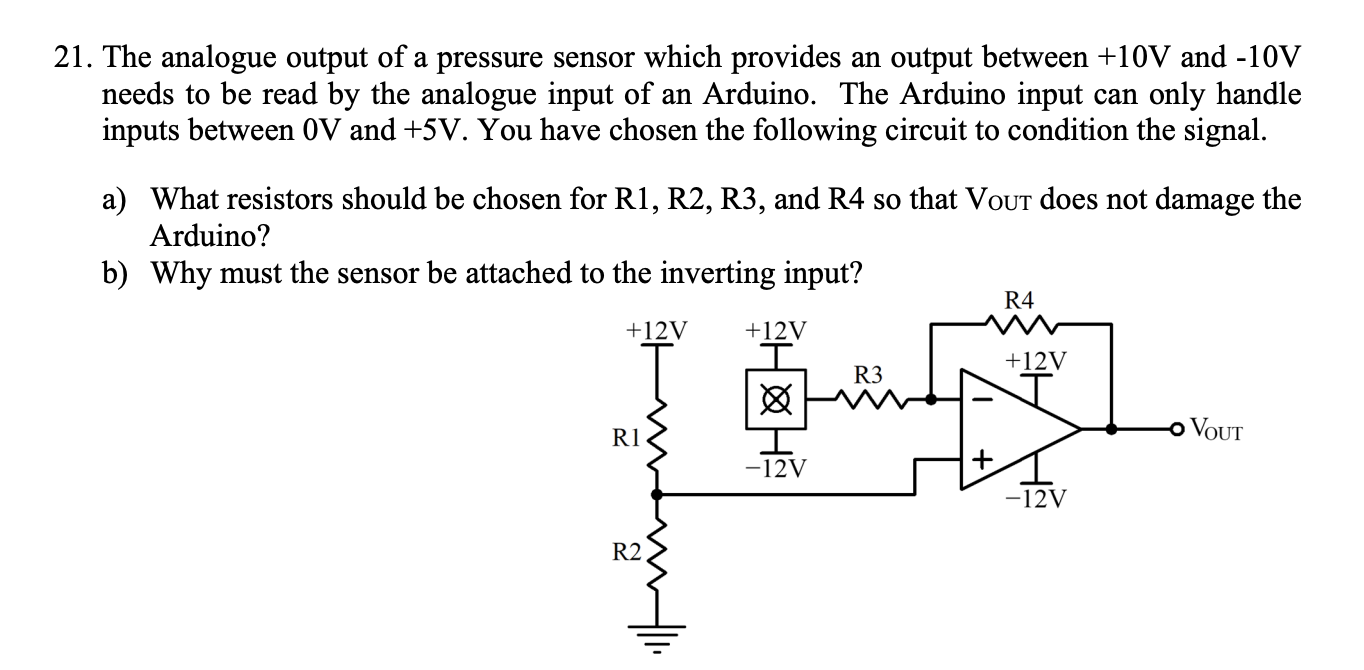 Solved The analogue output of a pressure sensor which | Chegg.com