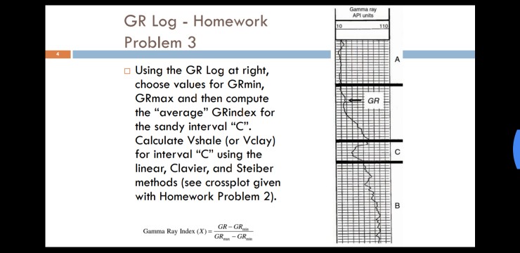 Solved Gamma ray GR Log Homework Problem 3 Using the GR | Chegg.com