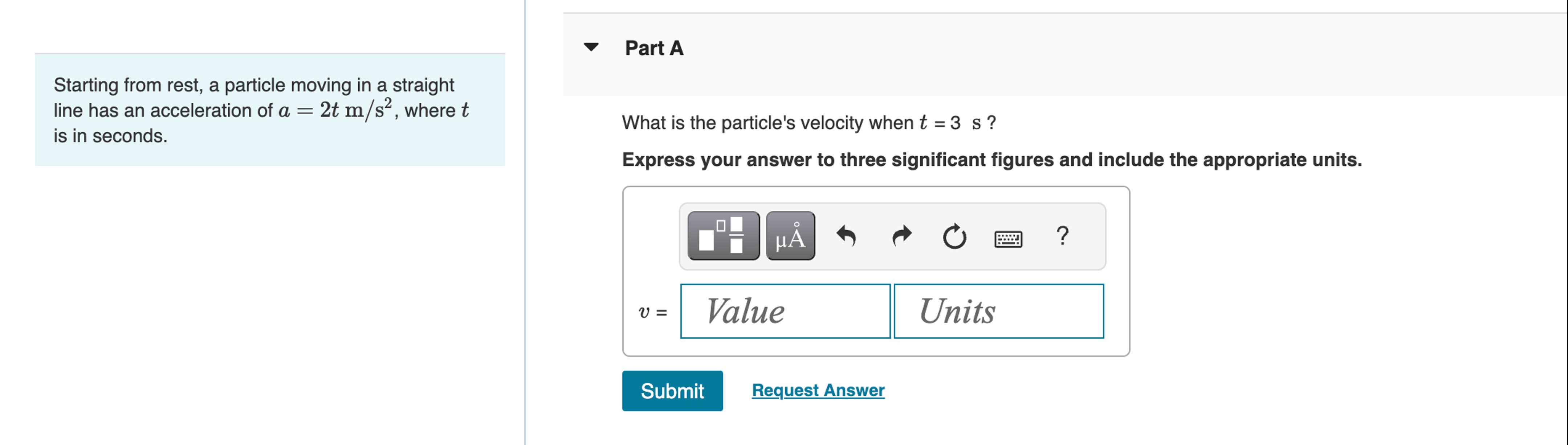 Solved Part AStarting from rest, a particle moving in a | Chegg.com