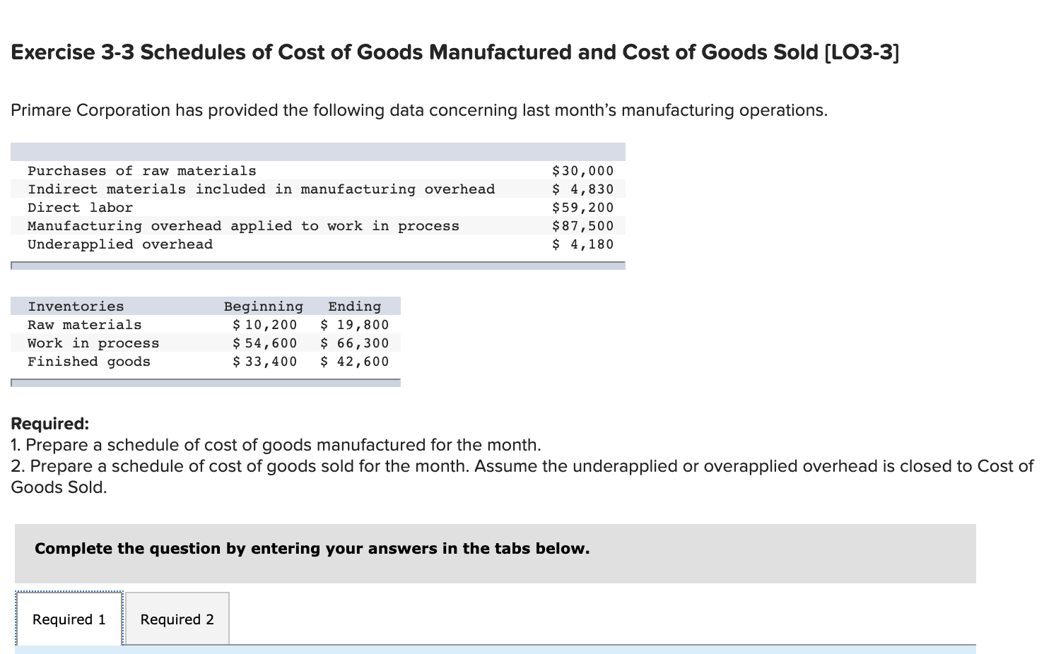 Solved Exercise 3-3 Schedules of Cost of Goods Manufactured | Chegg.com Solved Exercise 3-3 Schedules of Cost of Goods Manufactured | Chegg.com