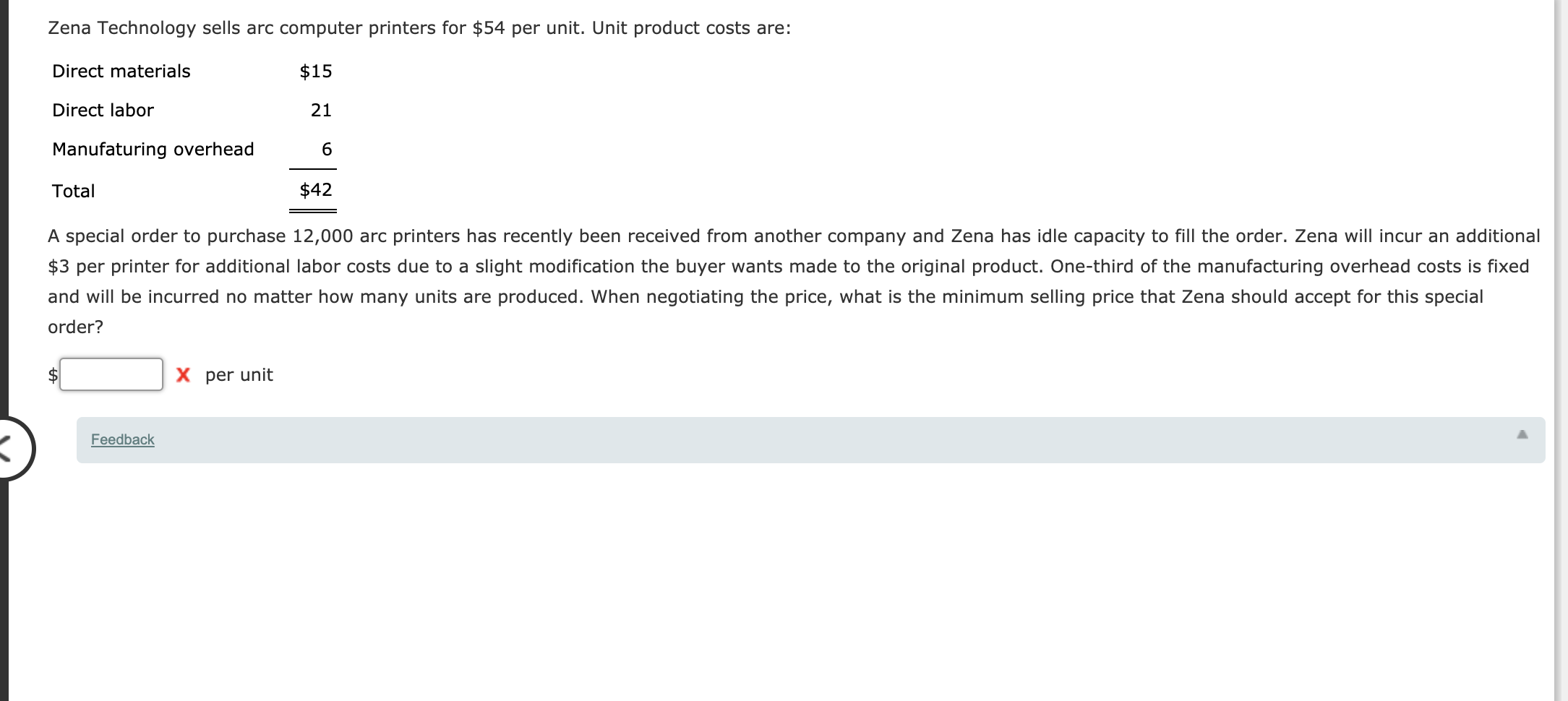 Solved Zena Technology sells arc computer printers for $54 | Chegg.com