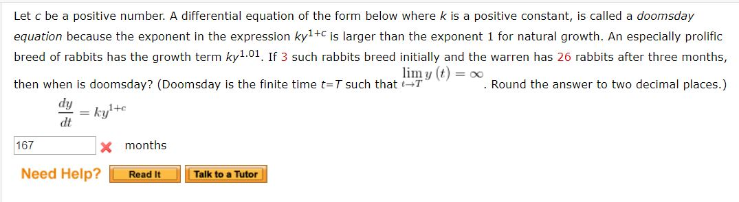 Solved Let c be a positive number. A differential equation | Chegg.com