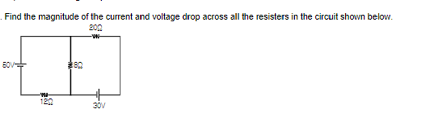 Solved Find the magnitude of the current and voltage drop | Chegg.com
