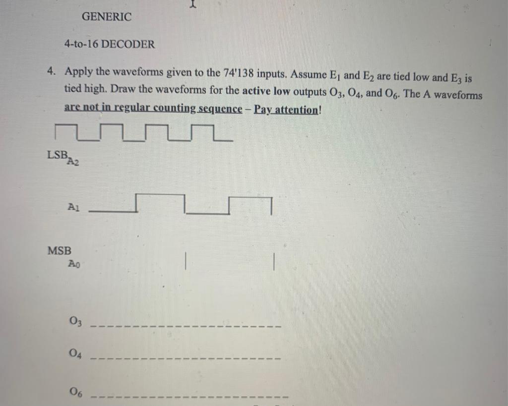 Solved GENERIC 4-to-16 DECODER 4. Apply the waveforms given | Chegg.com
