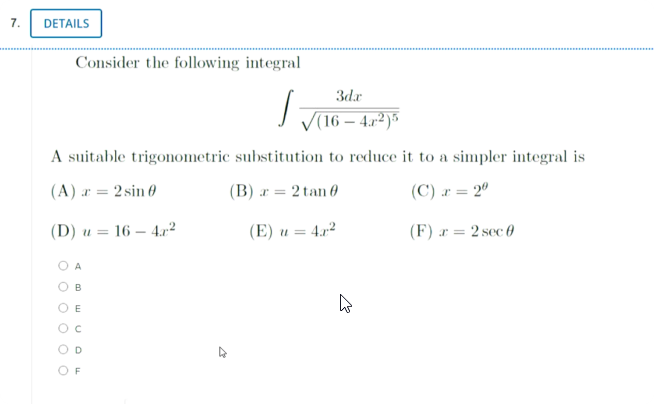 Solved 7. DETAILS Consider the following integral 3d.r 1 | Chegg.com