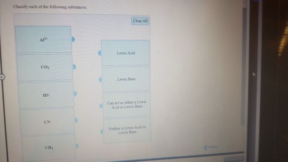 Solved Classify each of the following substances Clear All | Chegg.com
