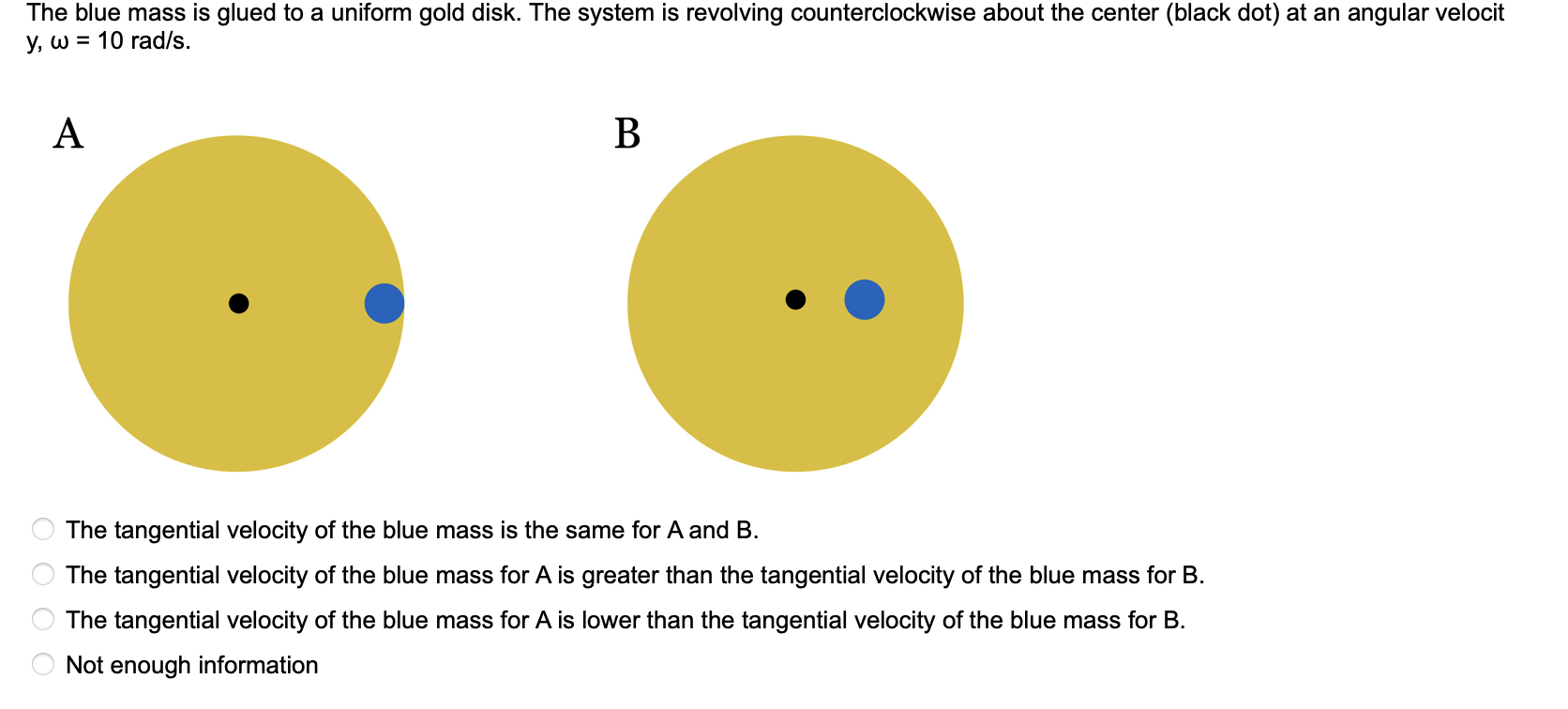 Solved The blue mass is glued to a uniform gold disk. The | Chegg.com