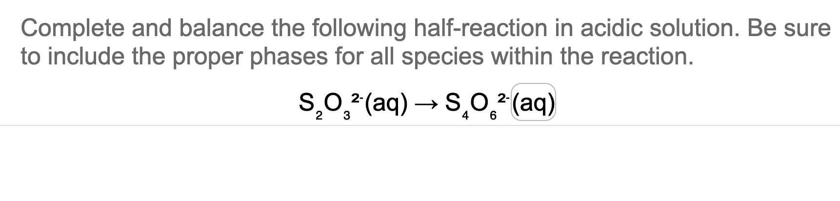 Solved Complete and balance the following half-reaction in | Chegg.com