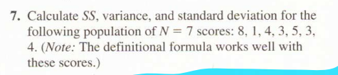 Solved 7. Calculate SS, variance, and standard deviation for | Chegg.com