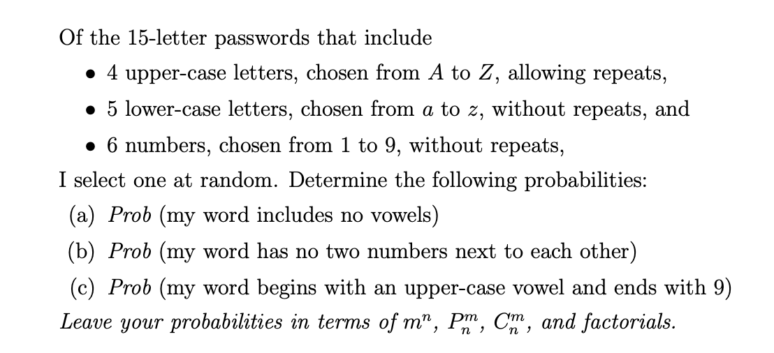Solved Of the 15-letter passwords that include • 4 | Chegg.com