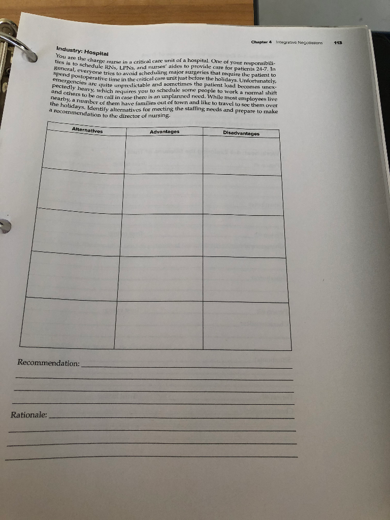 Chapter 4 Integrative Negotiations 111 Exercise 4-3 | Chegg.com