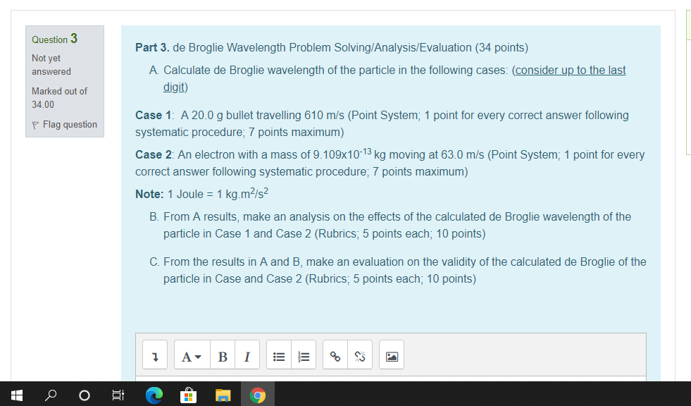 Solved Part 3. de Broglie Wavelength | Chegg.com