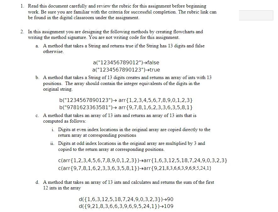 Solved 1. Read this document carefully and review the rubric | Chegg.com