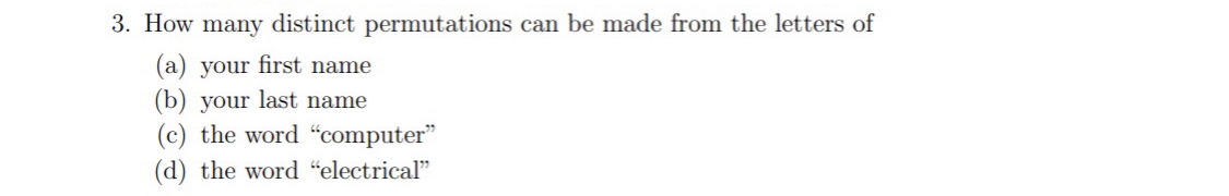 3. How many distinct permutations can be made from | Chegg.com