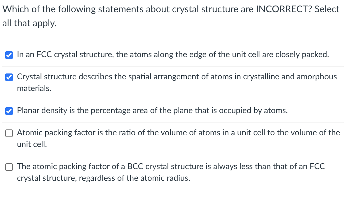 Solved Which of the following statements about crystal | Chegg.com