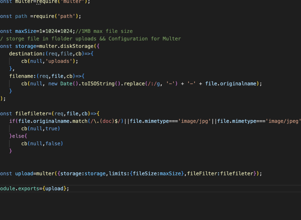 Solved uploding files in Mongo DB using Express JS and | Chegg.com