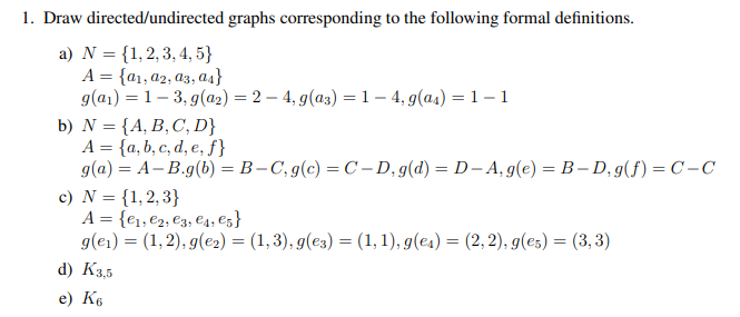 Solved 1. Draw directed/undirected graphs corresponding to | Chegg.com