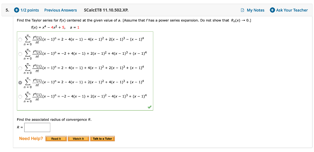 Solved 5. 1/2 points Previous Answers CalcET8 11.10.502.XP. | Chegg.com Solved 5. 1/2 points Previous Answers CalcET8 11.10.502.XP. | Chegg.com